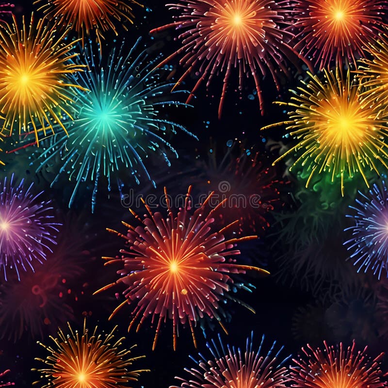 Great Multicolored Fireworks Show with Multiple Colorful Bursts Stock ...