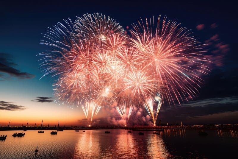 Fireworks Display and Salute Stock Illustration - Illustration of ...