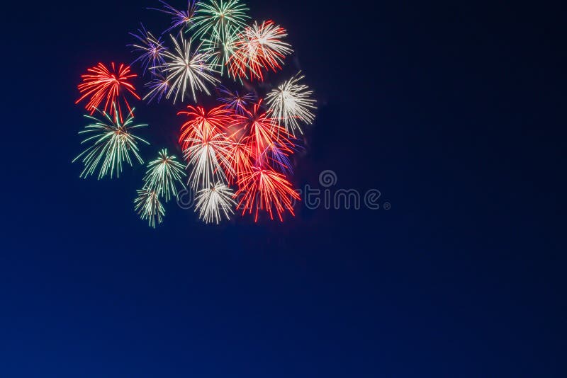 Fireworks Display, Red Blue Green White Shell of Shells Stock Photo ...