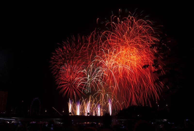 Fireworks Display To Welcome the New Year Stock Image - Image of smoke ...