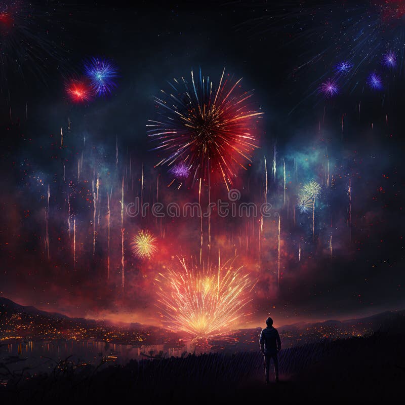 Fireworks Diwali Banner. AI Render. Stock Illustration - Illustration ...