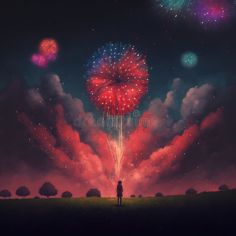 Fireworks Diwali Banner. AI Render. Stock Illustration - Illustration ...