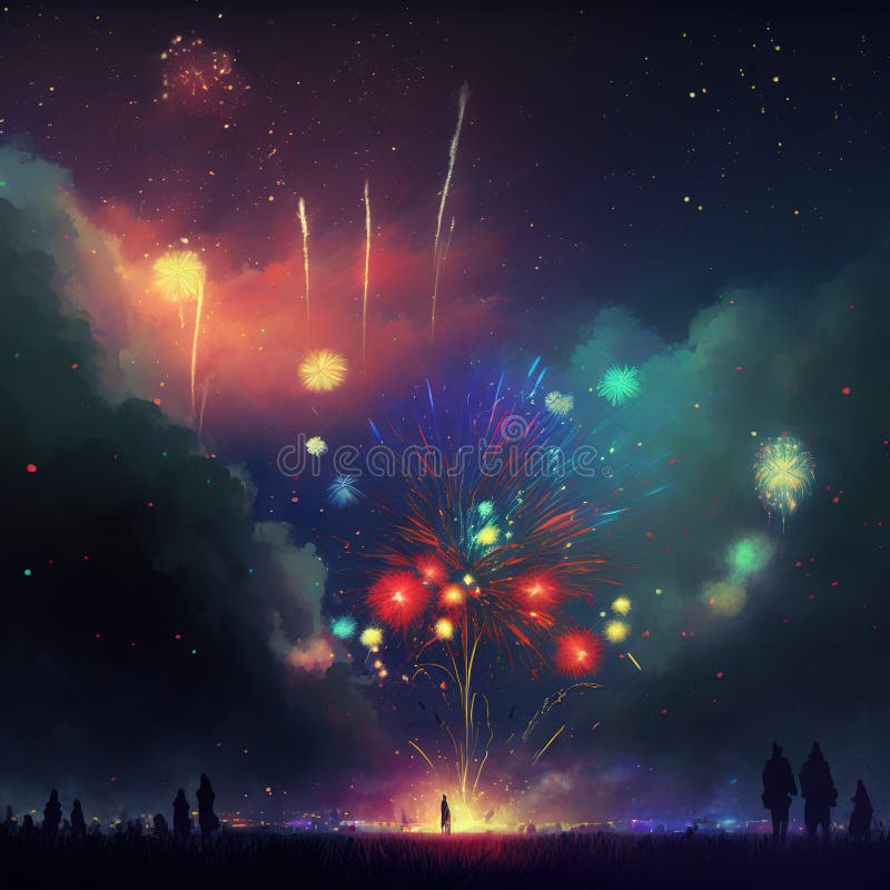Fireworks Diwali Banner. AI Render. Stock Illustration - Illustration ...