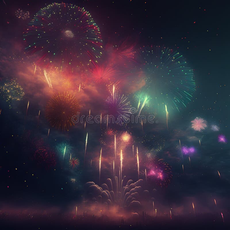 Fireworks Diwali Banner. AI Render. Stock Illustration - Illustration ...