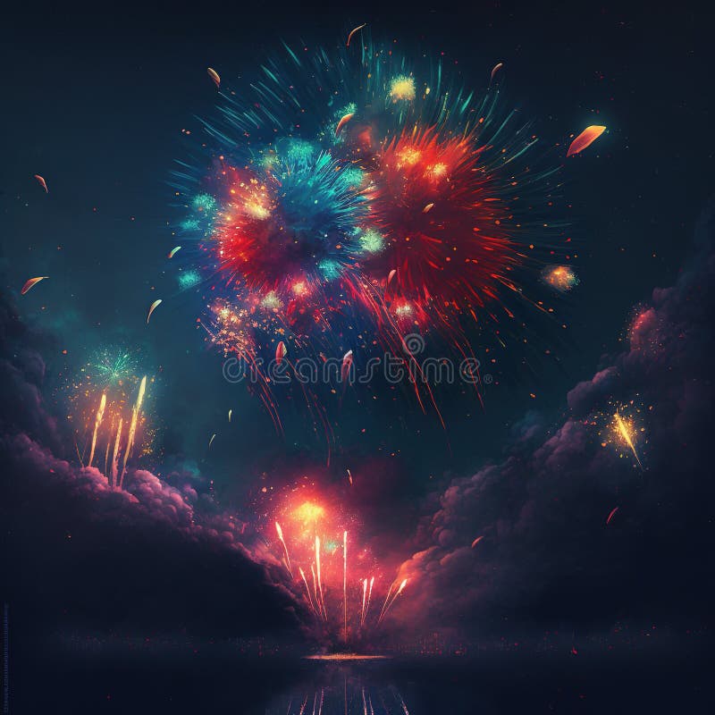 Fireworks Diwali Banner. AI Render. Stock Illustration - Illustration ...