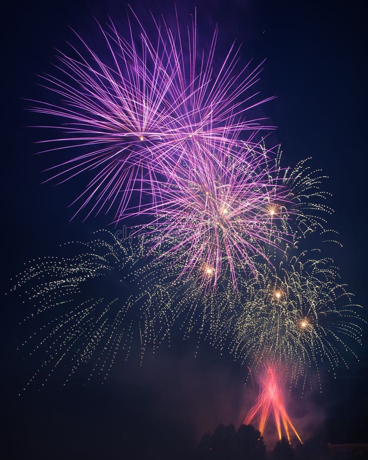 Fireworks stock image. Image of purple, bang, exposure - 56563035