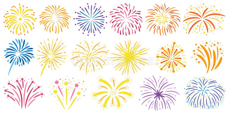 Fireworks Elements Collection. Vibrant Burst of Color and Light, Exploding in Dazzling Display ...