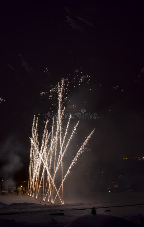 Fireworks in the evening stock image. Image of rocket - 37404943