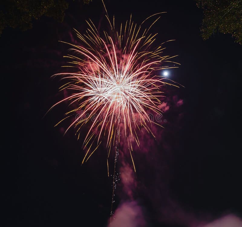 Fireworks Explode Dark Sky Celebrating Annual Festival Stock Photos ...
