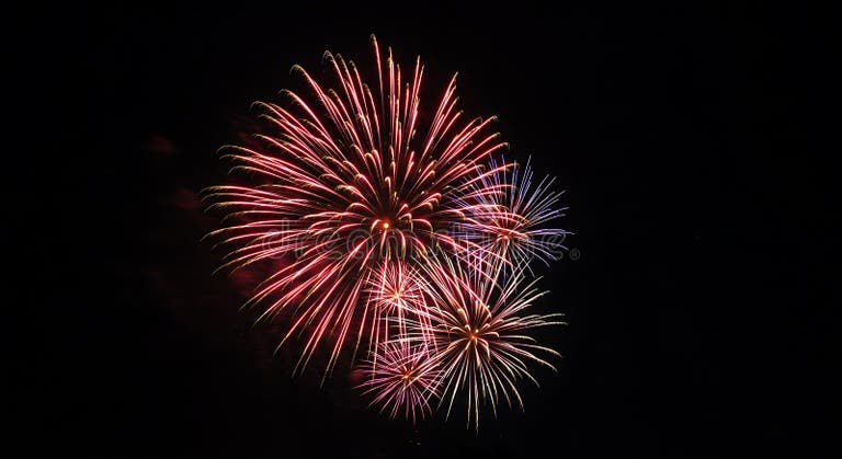 Fireworks Explode in a Dark Sky, Digitally Illustrated - Generated ...