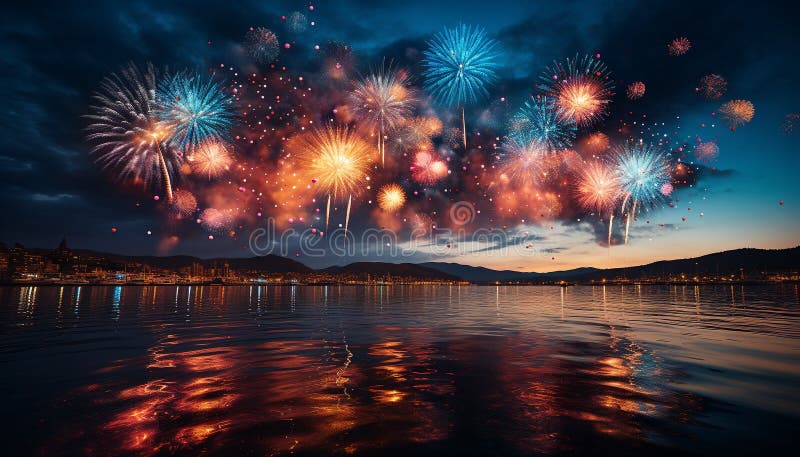Fireworks Explode in the Night, Illuminating the Vibrant Summer ...