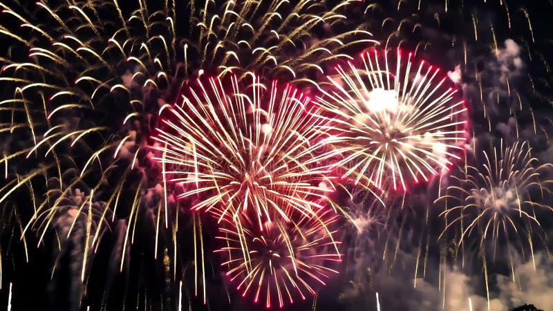 Fireworks Explode Night Sky Celebration Stock Footage - Video of ...