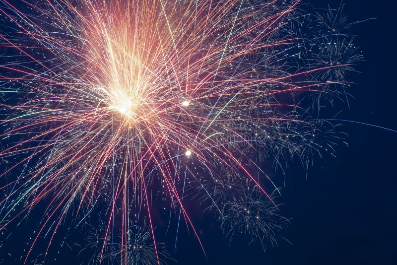 Fireworks Explode in the Sky on the 4th of July. Stock Image - Image of ...