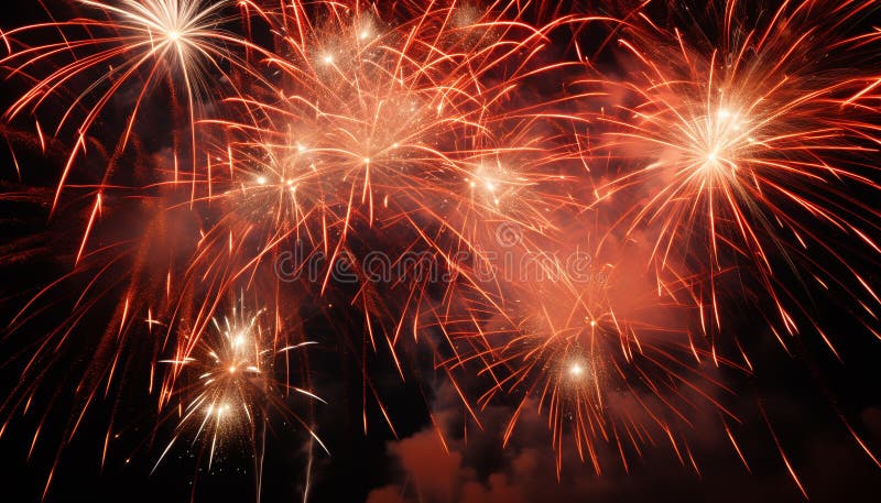 Fireworks Explode in Vibrant Colors, Illuminating the Night Sky ...