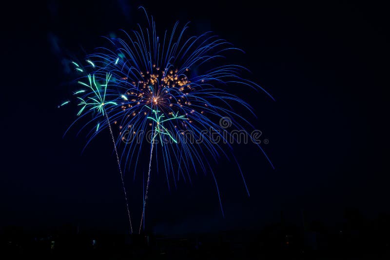 Fireworks Exploded in the Night Sky Stock Image - Image of outdoor ...