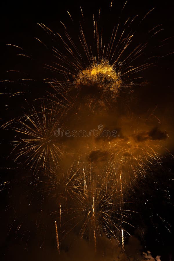 Fireworks Exploding Against Black Background Stock Image - Image of ...