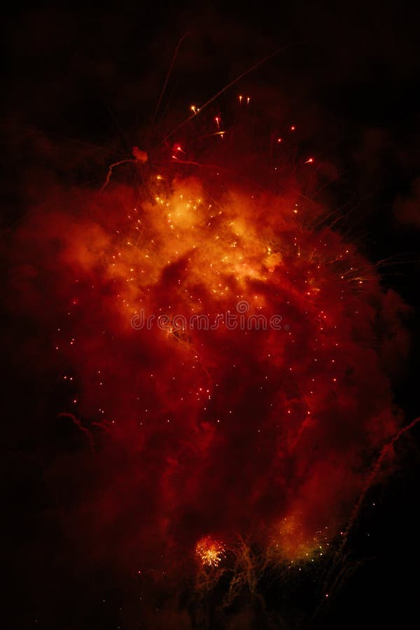 Fireworks Exploding Behind a Wall of Smoke Stock Image - Image of burn ...