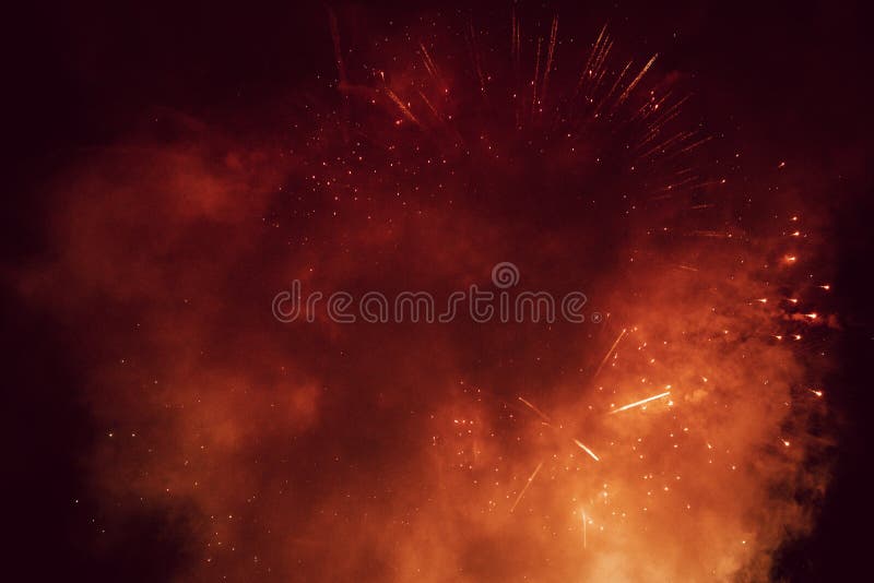 Fireworks Exploding Behind a Wall of Smoke Stock Image - Image of bang ...