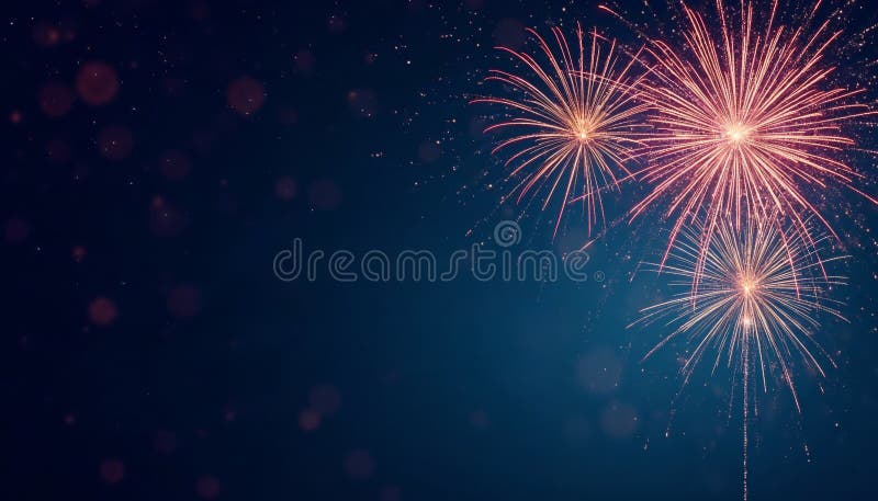 Fireworks Exploding in Clear Blue Night Sky with Copy Space for Poster ...