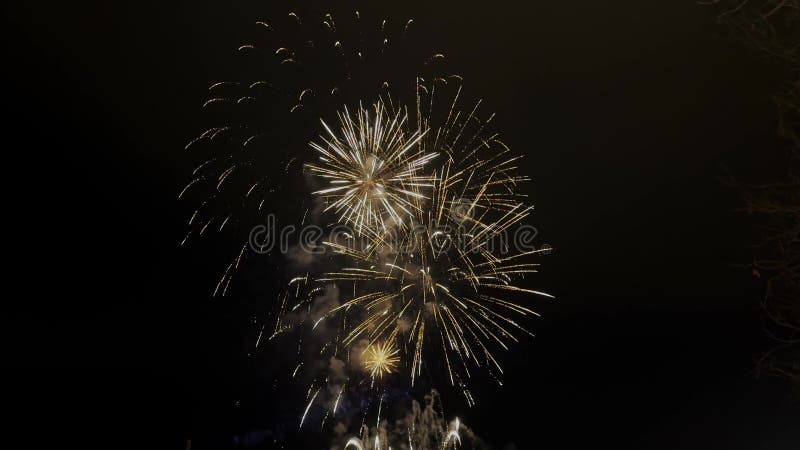 Fireworks Exploding in the Dark Night Sky during a Celebration Stock ...