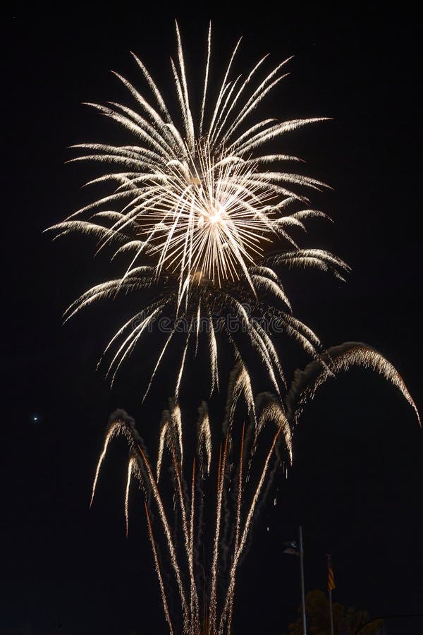 Fireworks Exploding in the Dark Night Sky during a Celebration Stock ...