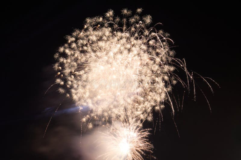 Fireworks Exploding in the Dark Night Sky during a Celebration Stock ...