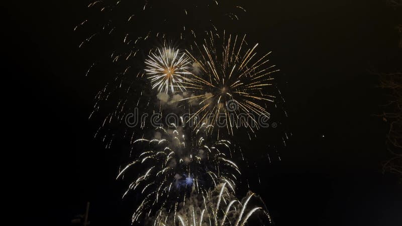 Fireworks Exploding in the Dark Night Sky during a Celebration Stock ...