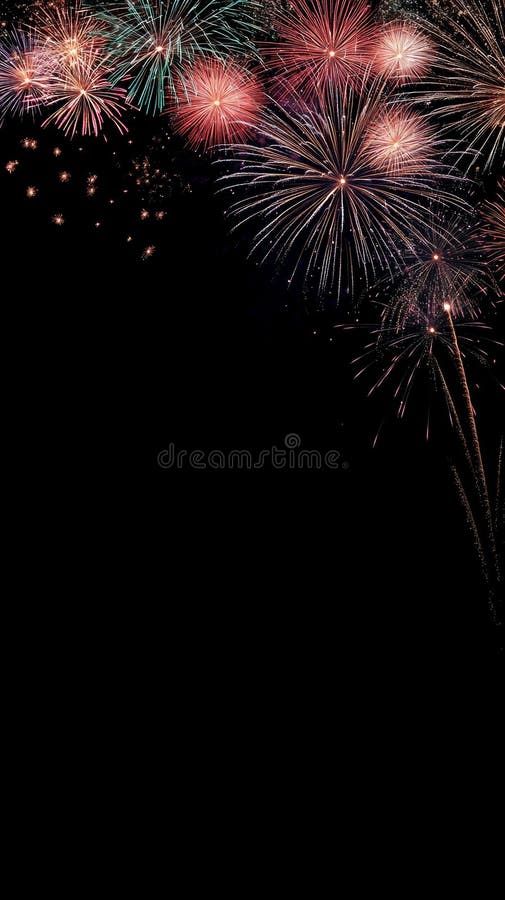 Fireworks Exploding in the Dark Sky, Filling it with Bright Colors ...