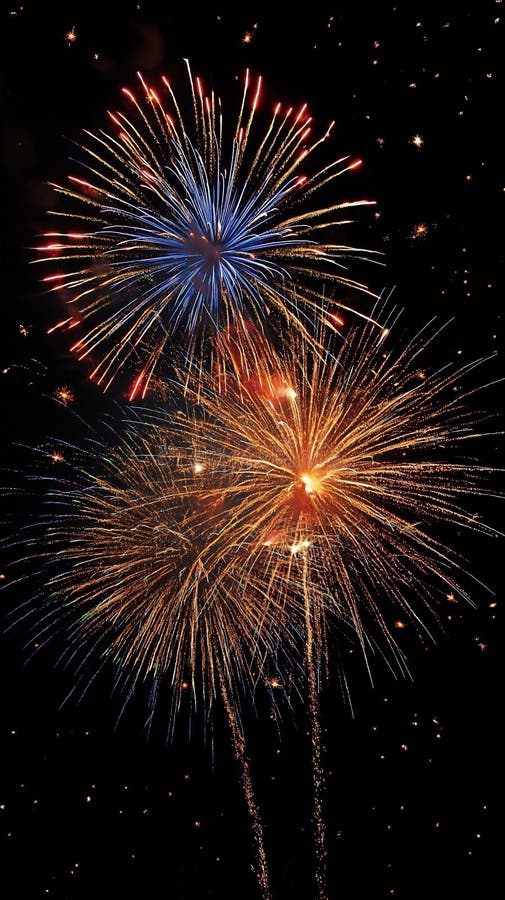 Fireworks Exploding on a Dark Sky Fireworks on Black Background ...