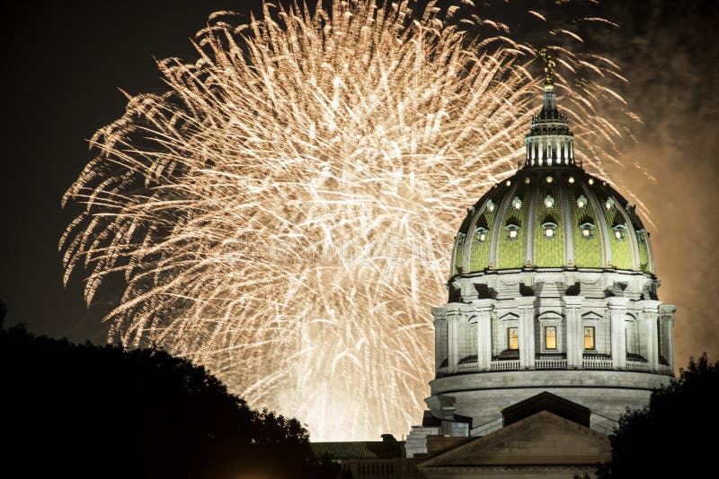 Fireworks Exploding Lighting the Sky Next To the Pennsylvania State ...