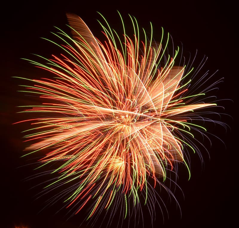 Fireworks Exploding Over the Ocean at Night Stock Photo - Image of ...