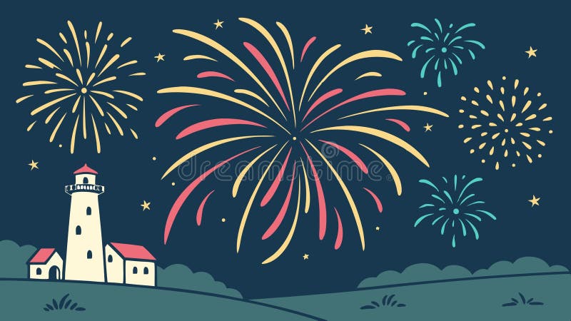Fireworks Exploding at Night, Festive Celebration Event Vector Design ...