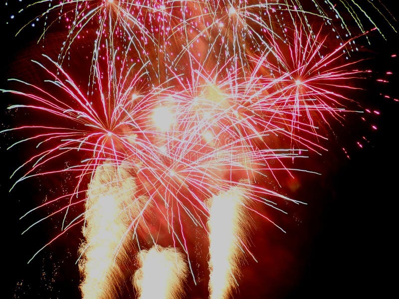 Fireworks Exploding in the Night Sky Stock Photo - Image of exploding ...
