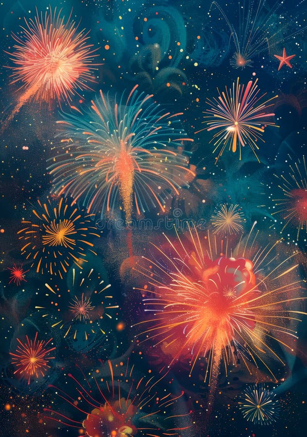 Fireworks Exploding in the Night Sky, Celebrating the Joy and Festivity ...