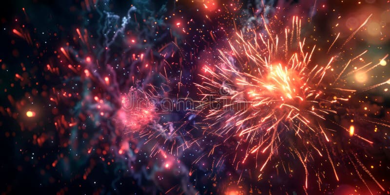 Fireworks Exploding in the Night Sky, Celebrating the Joy and Festivity ...
