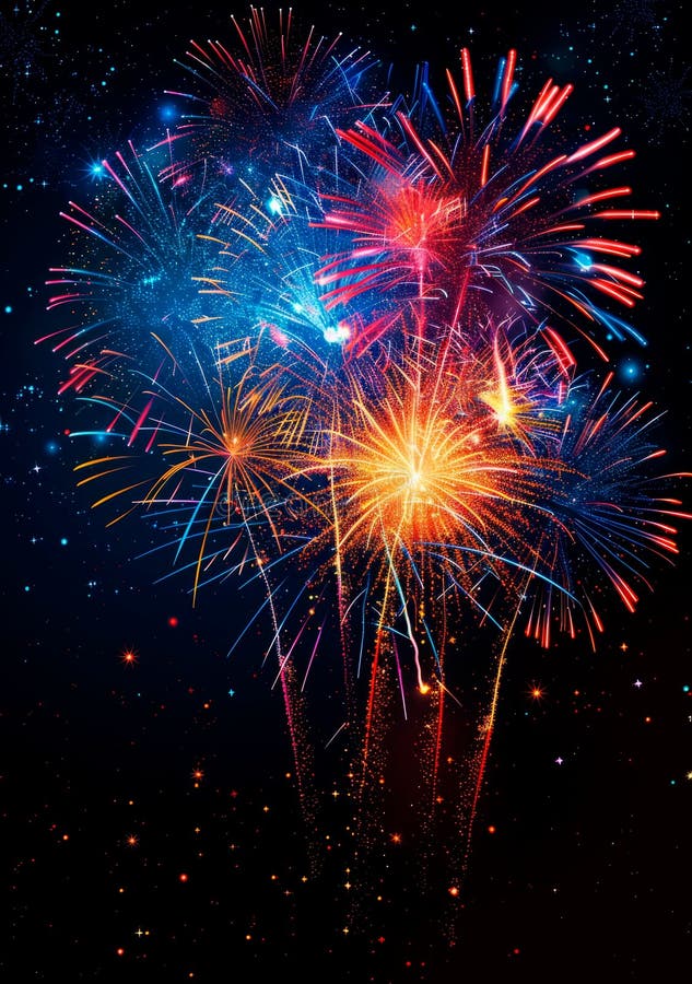 Fireworks Exploding in the Night Sky, Celebrating the Joy and Festivity ...