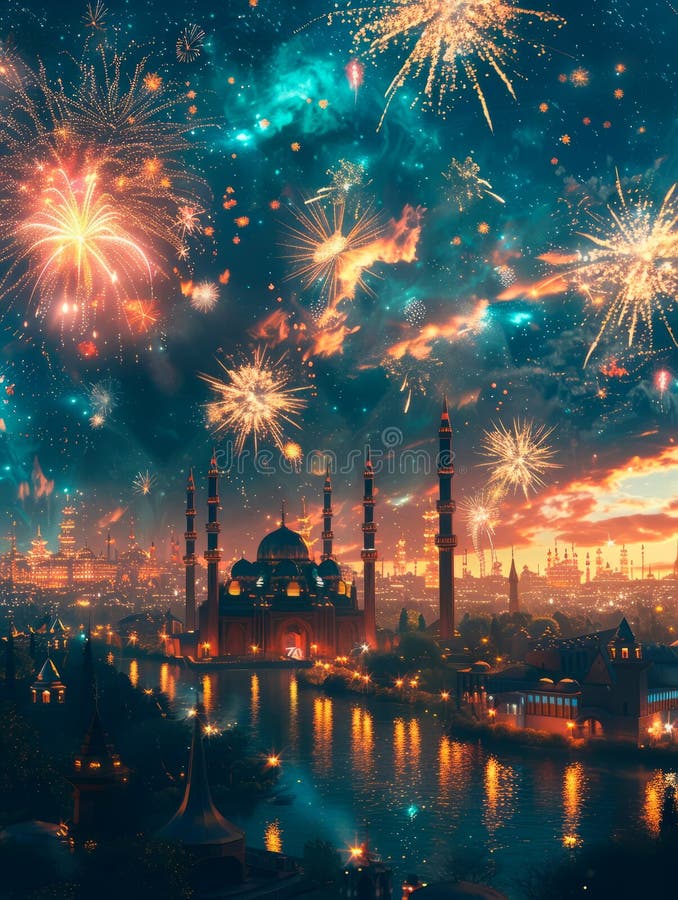 Fireworks Exploding in the Night Sky, Celebrating the Joy and Festivity ...