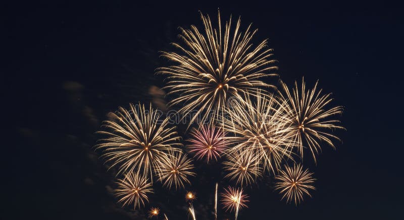 Fireworks Exploding in Night Sky Celebration Stock Illustration ...