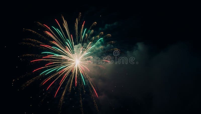 Fireworks Exploding at Night Sky Generative AI Stock Illustration ...