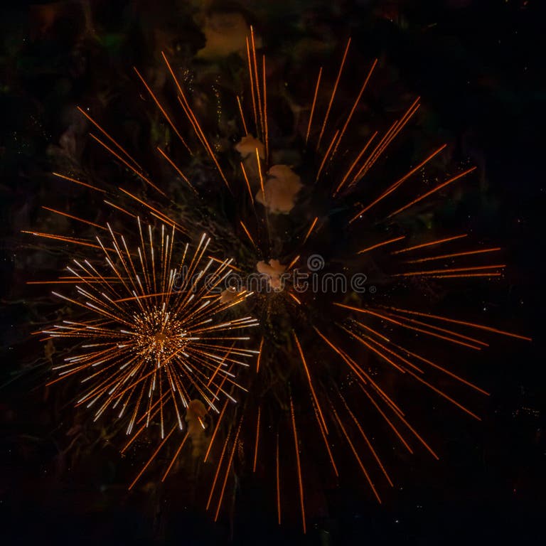 Fireworks Exploding in the Night Sky Stock Photo - Image of festive ...