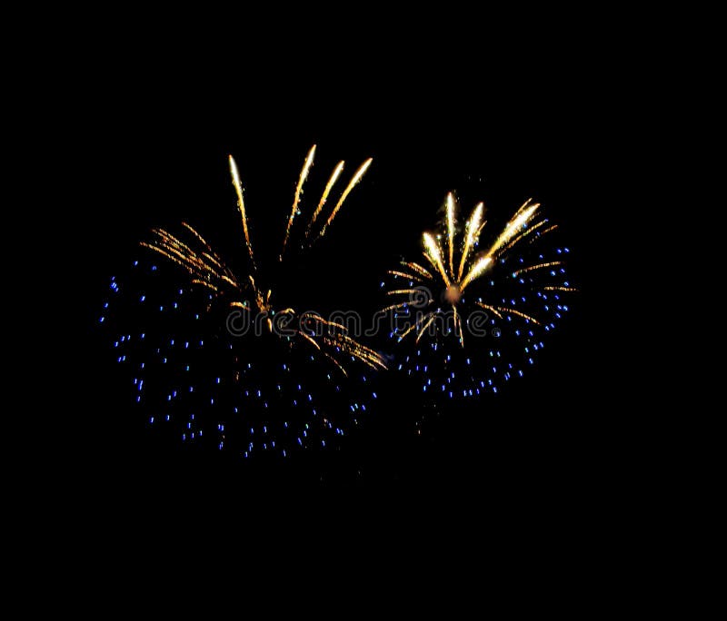 Blue and yellow firework stock image. Image of july - 359837595