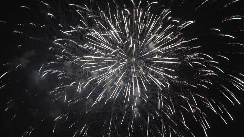 Fireworks Exploding Slow Motion Against Dark Night Sky Stock Video ...