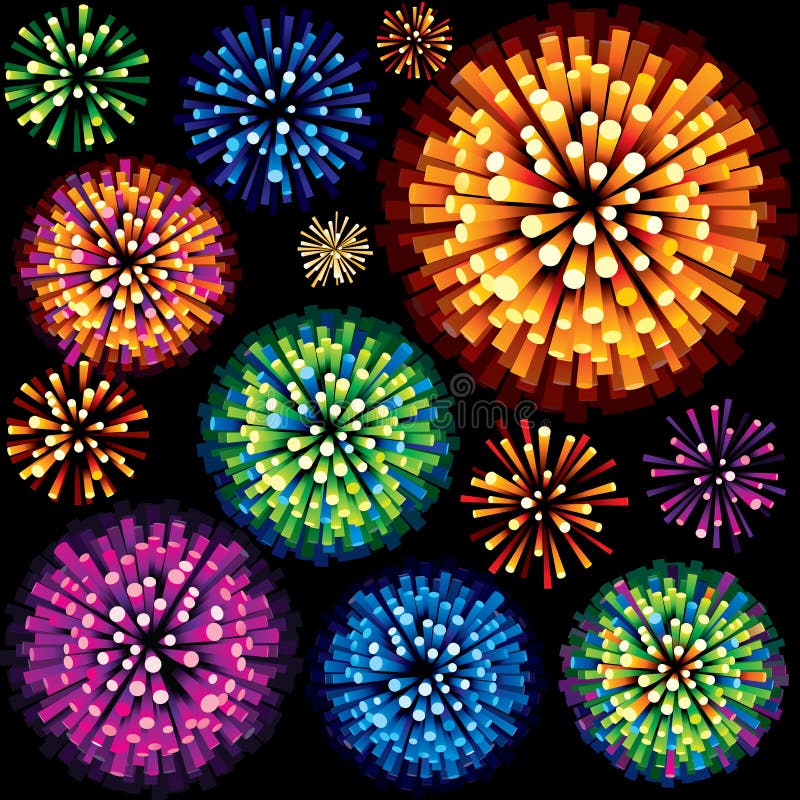 Fireworks and Explosion 3D Design Element Stock Vector - Illustration ...