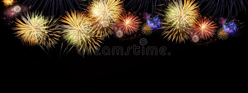 Fireworks Explosions on Black Stock Photo - Image of celebration ...