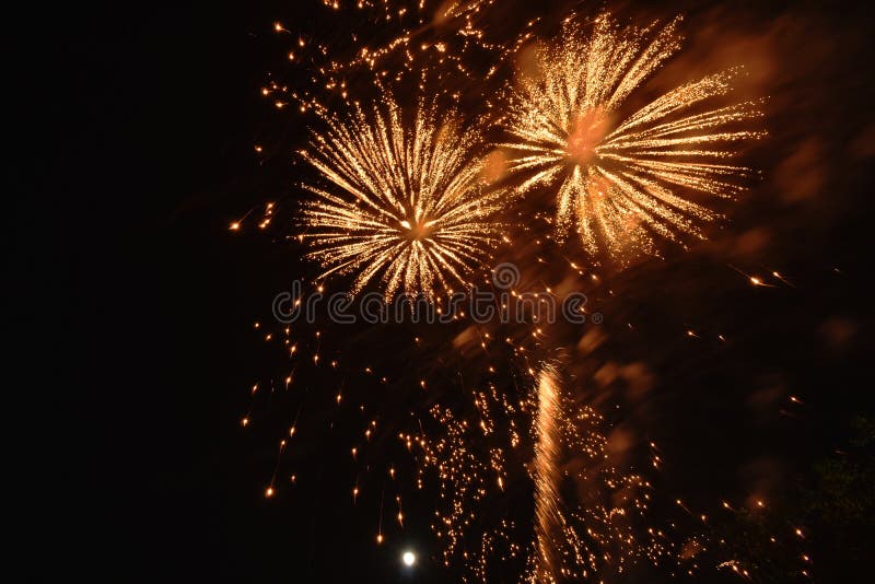Fireworks Explosive on Dark Sky in Night Stock Photo - Image of black ...