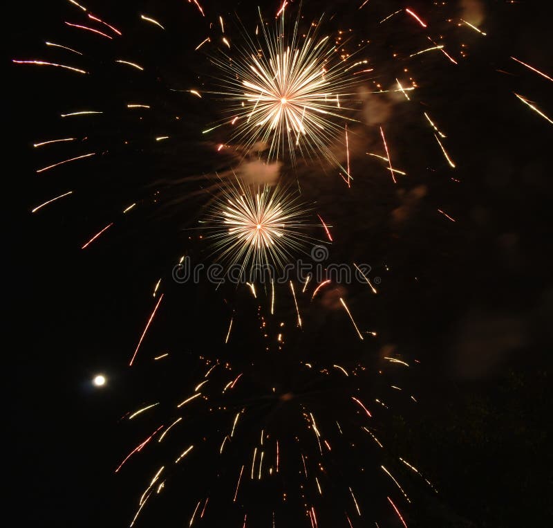 Fireworks Explosive on Dark Sky in Night Stock Image - Image of ...