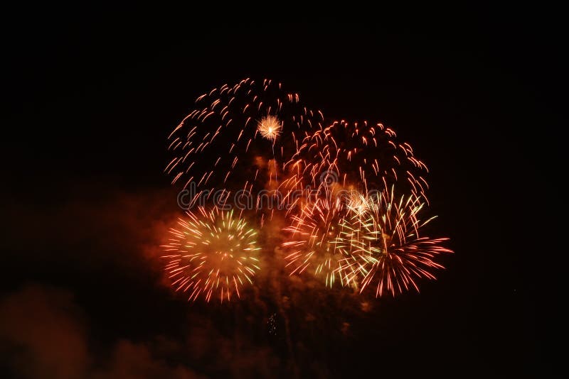 Fireworks Explosive on Dark Sky in Night Stock Photo - Image of color ...