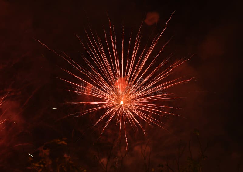 Fireworks Explosive on Dark Sky in Night Stock Photo - Image of ...