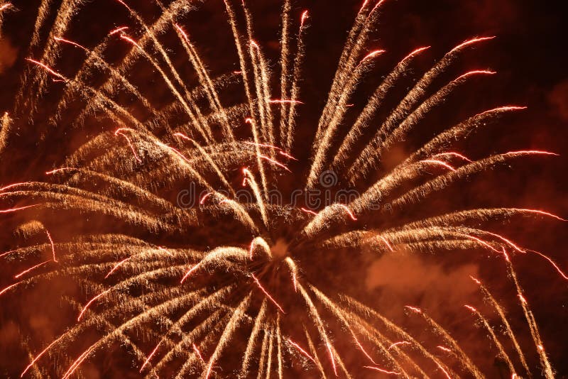Fireworks Explosive on Dark Sky in Night Stock Photo - Image of ...