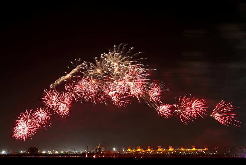 Fireworks at F1 Circuit stock image. Image of display - 74930353